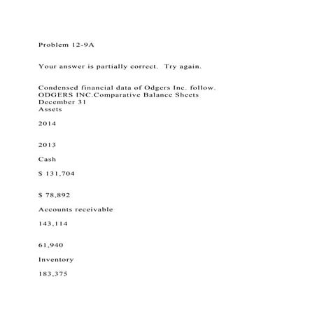 Problem 12 9ayour Answer Is Partially Correct Try Again Docx Stocks