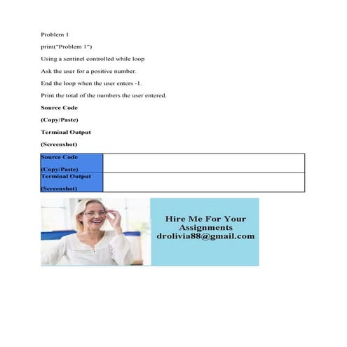 Problem 1 Print Problem 1 Using A Sentinel Controlled While Loop Docx