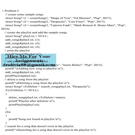 Problem 2 Create Some Sample Songs Struct Songpdf
