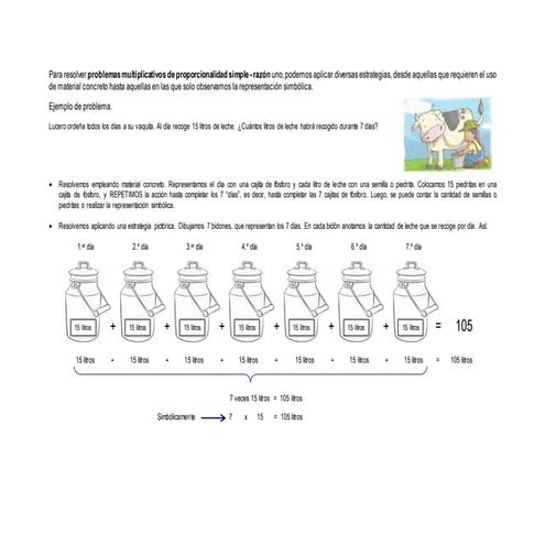 Problema multiplicativo de proporcionalidad simple razón uno | DOCX