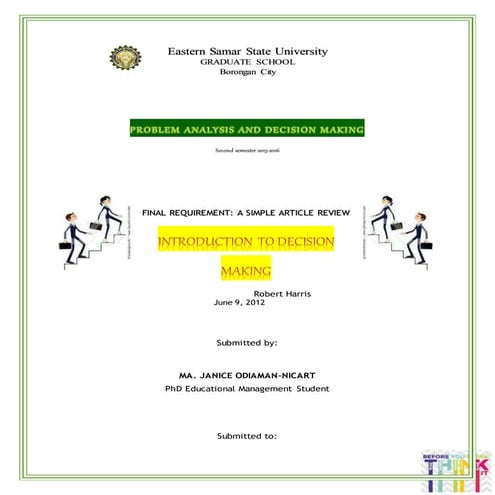 Problem analysis and decision making | DOCX | Educational Assessment ...