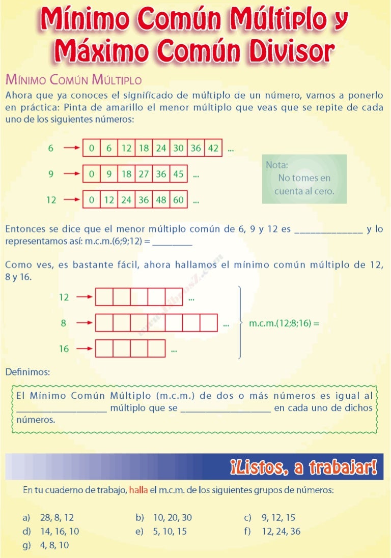 Problemas mínimo común múltiplo y máximo común divisor
