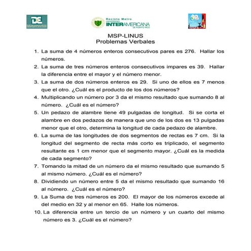 Problemas verbales | PDF