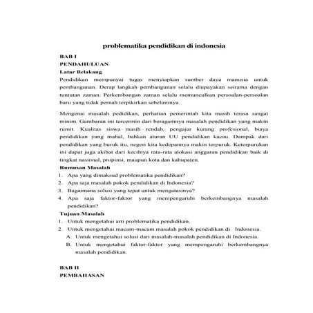 Problematika pendidikan | DOCX