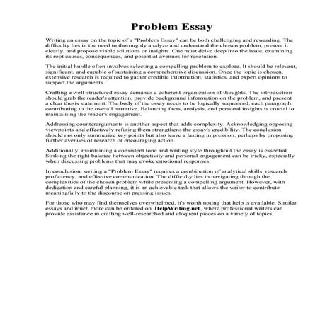 Problem Essay | PDF