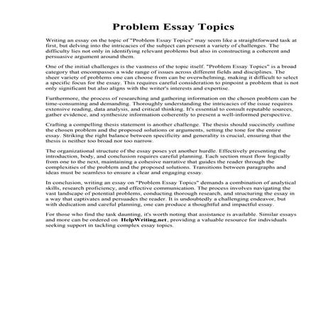 Problem Essay Topics | PDF