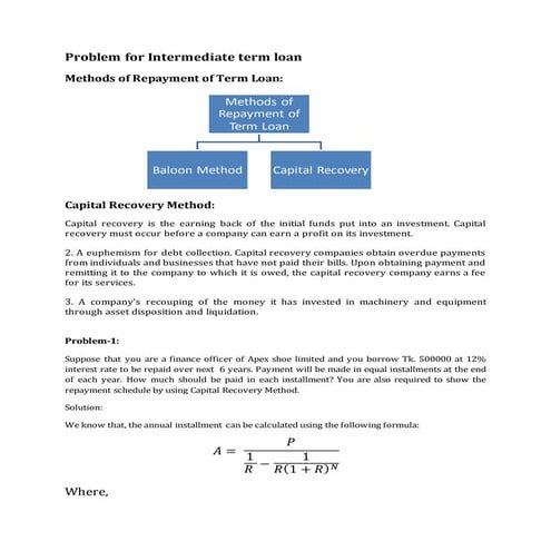 Problem for intermediate term loan | PDF