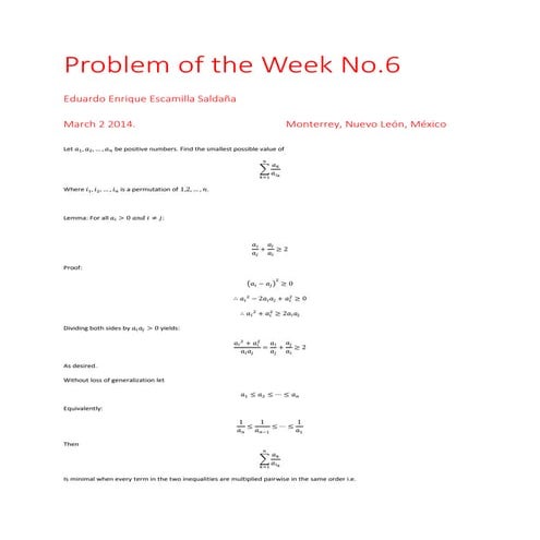Problem of the week no6 | PDF