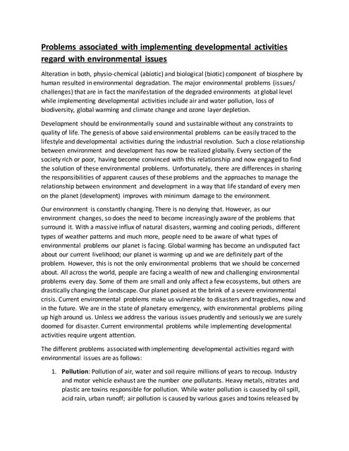 Environmental Problems | PPT | Environmental Services Industry | Industries