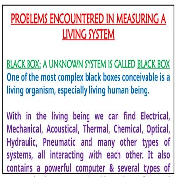 PROBLEMS ENCOUNTERED IN MEASURING A LIVING SYSTEM.pptx
