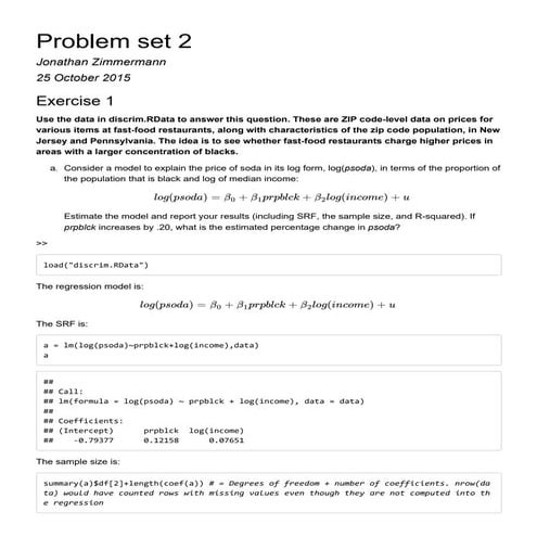 Problem Set 2 Statistics And Econometrics Msc Business Analytics Imperial College London Pdf