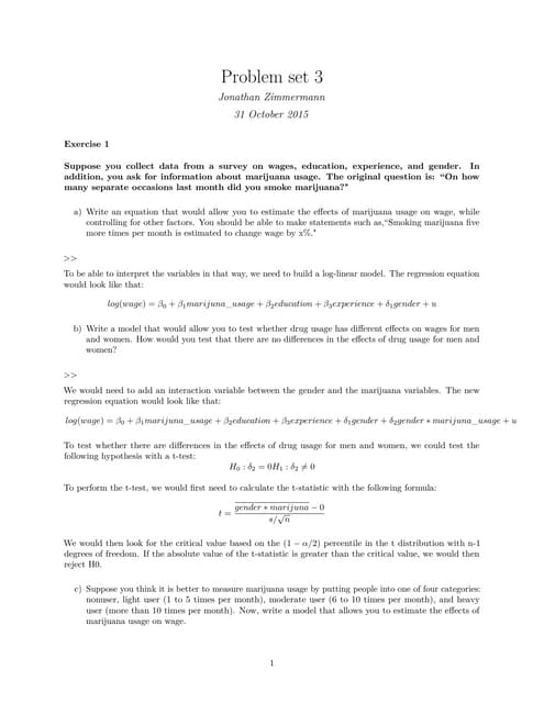 Problem Set 3 Statistics And Econometrics Msc Business Analytics