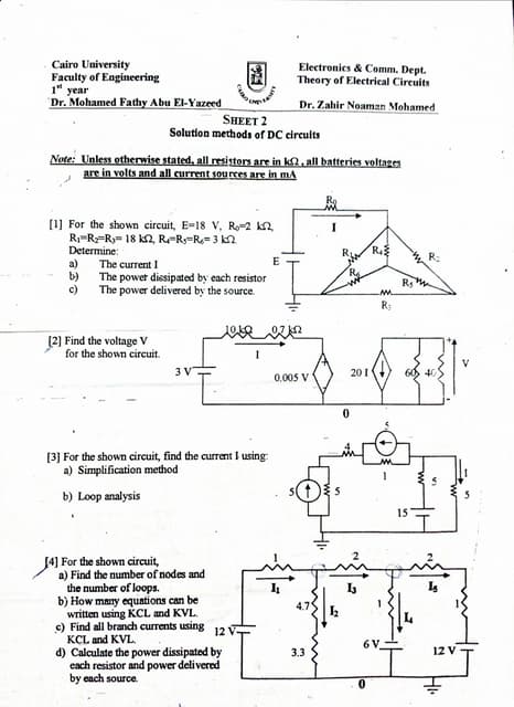 Electric Circuits Class (Handout 5) | PDF