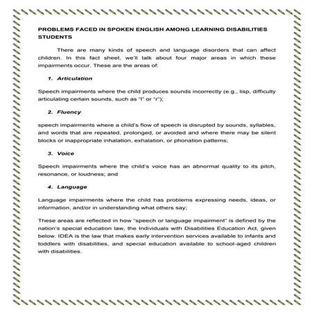 Problems faced in spoken english among learning disabilities students | PDF