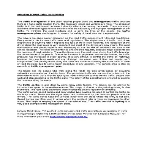 Problems in road traffic management | PDF