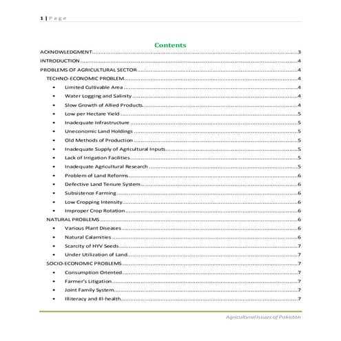 Problems of agricultural sector in pakistan | DOCX