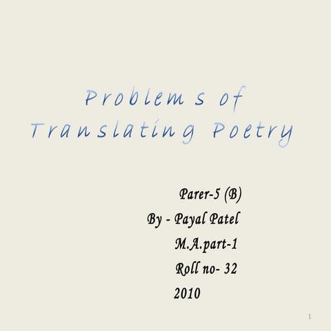 Problems of translating poetry 5(b) | PPT