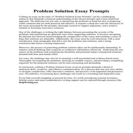 Problem Solution Essay Prompts. How to Write a Problem Solution Essay ...