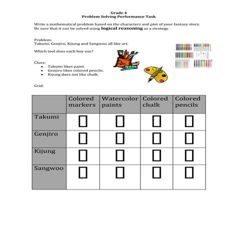 Problem solving 4x4 grid | DOCX