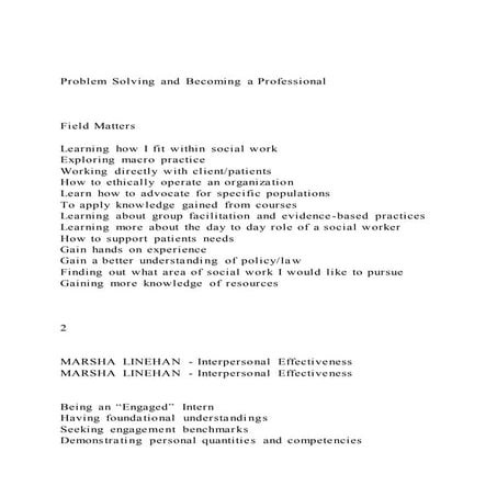 Problem Solving and Becoming a ProfessionalField Matters | PDF