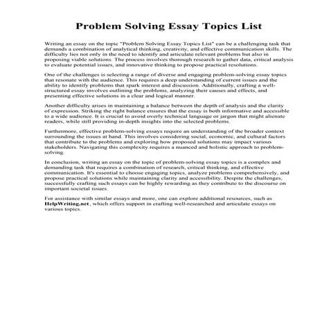 Problem Solving Essay Topics List.pdf