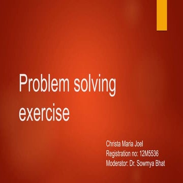 Problem Solving Exercise: Biostatistics | PPTX