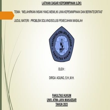 MATERI LDKS PROBLEM SOLVING DALAM ORGANISASI SISWA INTRA SEKOLAH (OSIS ...