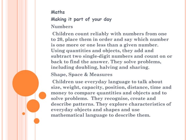 Early childhood mathematics and development | PPT