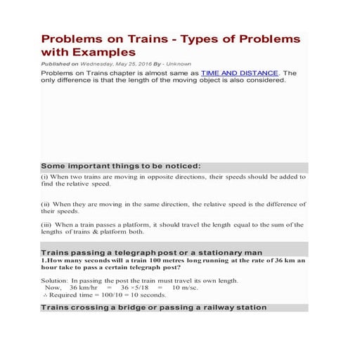 Problems on trains | DOCX
