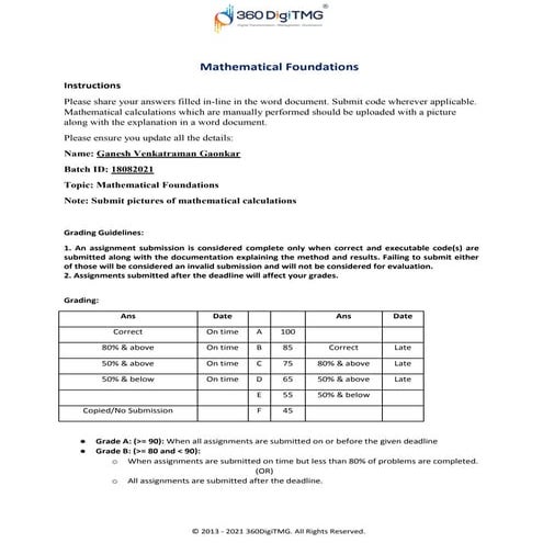 Problem statement mathematical foundations | PDF