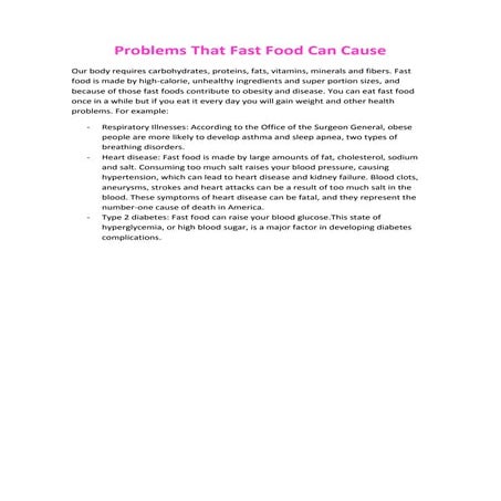Why fast foods are bad for you? | PDF