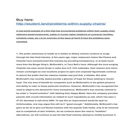 Problems within supply chains | PDF