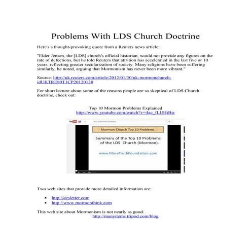 Problems with LDS Church Doctrine | DOC