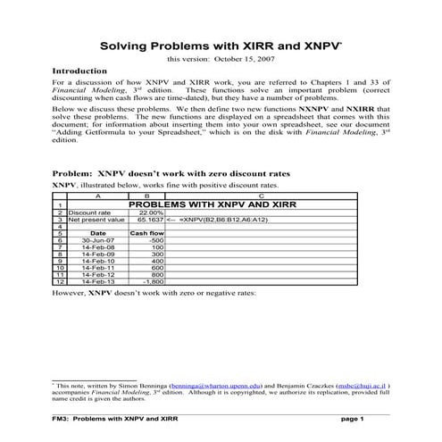 Problems with xirr and xnpv | DOC
