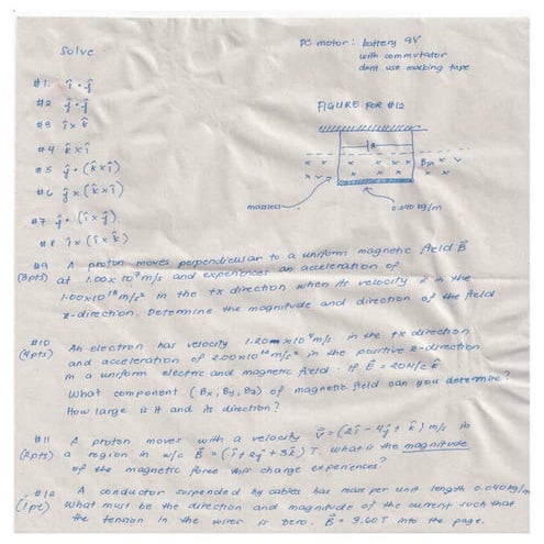 Phy3 - Q2 Problem Set 01 - Vectors and Magnetic Field Force | PDF