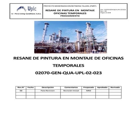 Proc. resane de pintura en montaje de oficinas temporales | DOCX