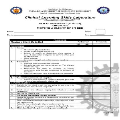 Proc.2 Moving Client Up in Bed | DOCX