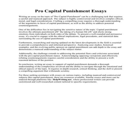 Pro Capital Punishment Essays | PDF