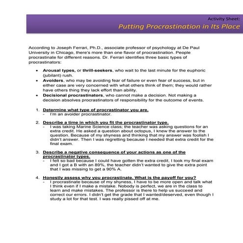 Procastination | PDF