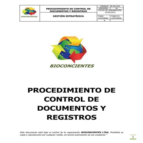 Procedimiento de control de documentos | PDF