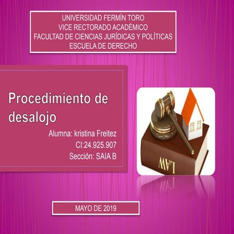 Procedimiento de desalojo derecho inquilinario | PPTX