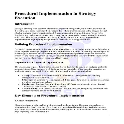 Procedural Implementation in Strategy Execution | DOCX
