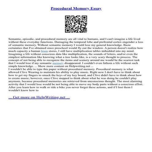 Procedural Memory Essay | PDF