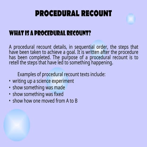 PROCEDURAL RECOUNT FOR JUNIOR HIGH SCHOOL GRADE | PPT