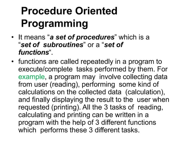 Procedure oriented programming | PPT Procedure oriented programming | PPT