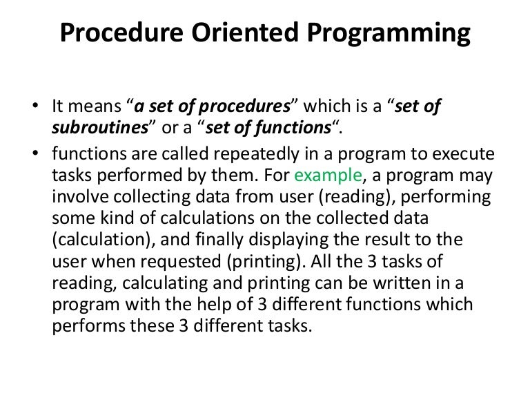 Procedural Vs Object Oriented Programming