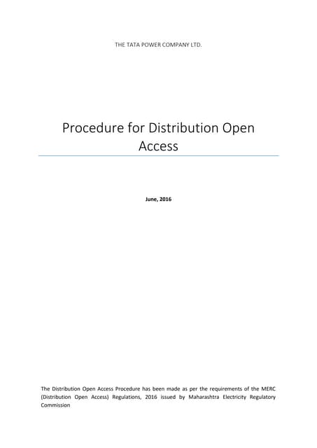 Procedure for distribution open access | PDF | Power and Energy Industry | Industries