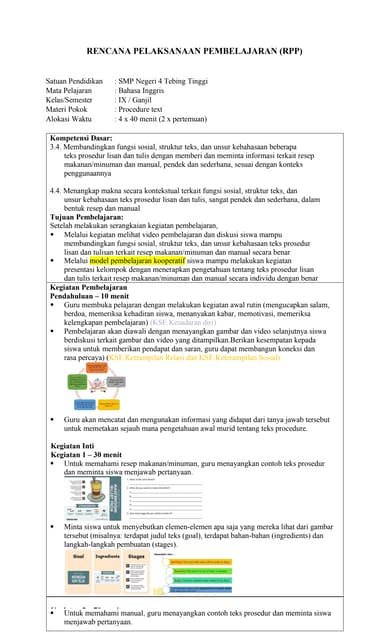 Format RPP Kurikulum 2013 | PDF