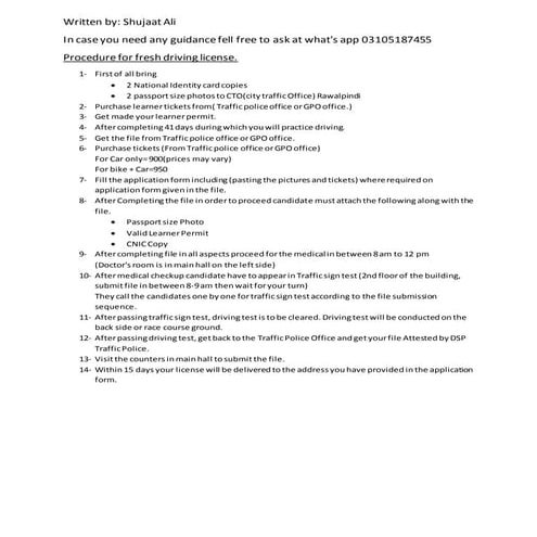 Procedure for fresh driving license | PDF