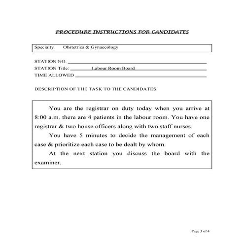 Labour Room Board - Procedure Instructions for candidates by Prof ...